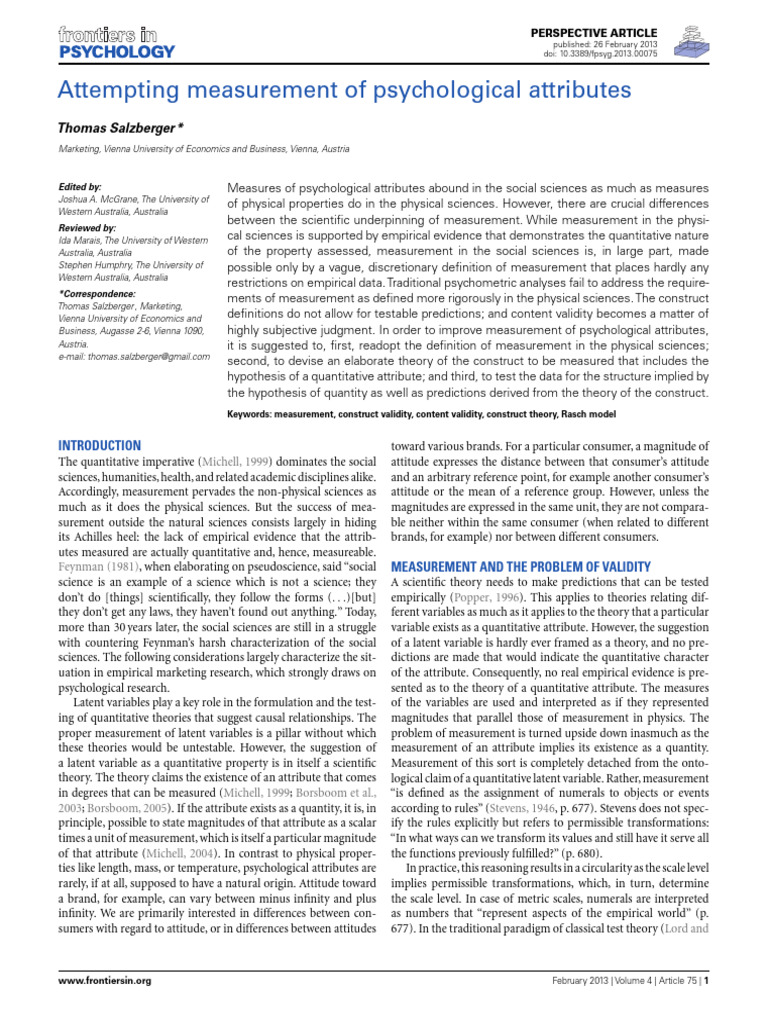Measuring Psychological Attributes Validity | PDF | Validity ...