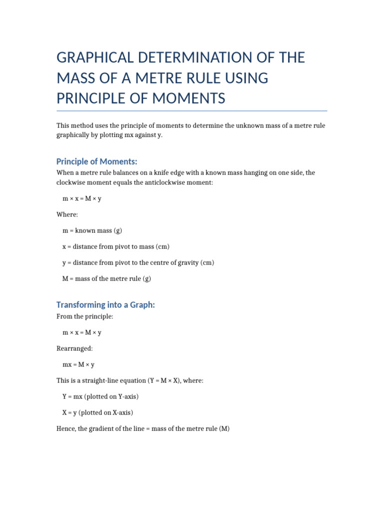 Graphical Mass of Metre Rule | PDF