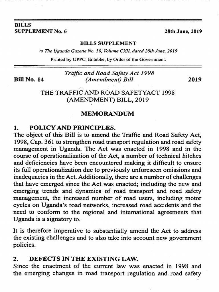 Traffic and Road Safety Act 1998 Amendment Bill 2019 | PDF