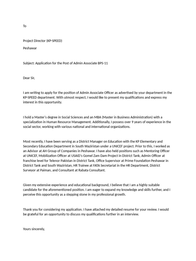 Younis Cover Letter | PDF