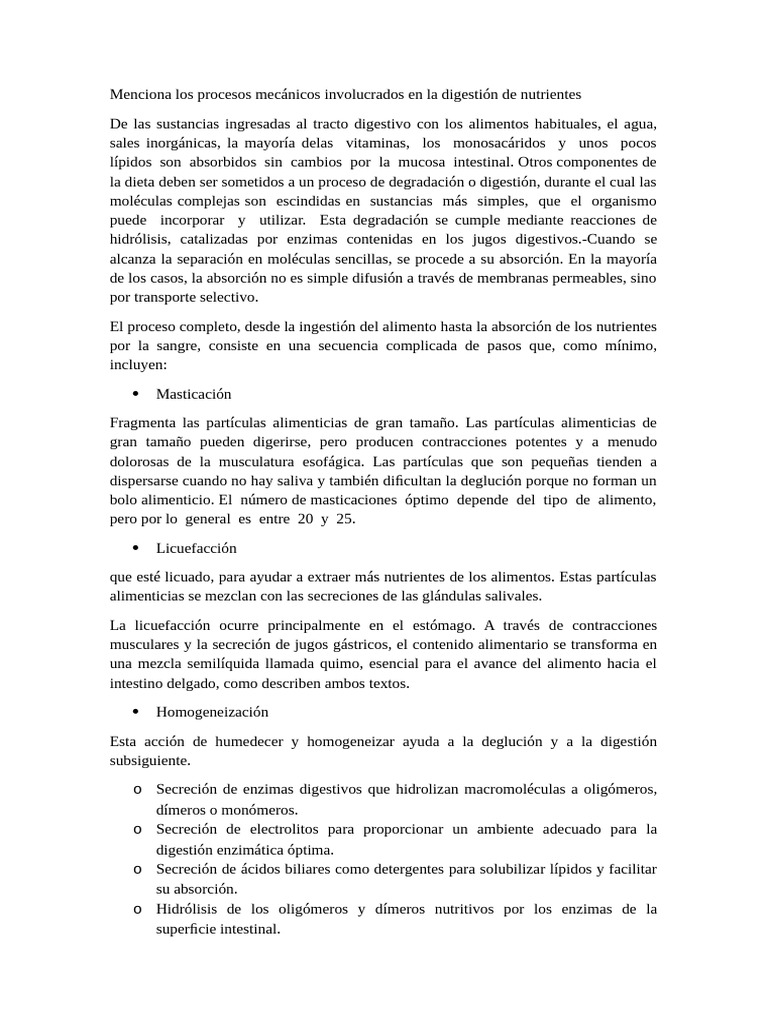 Absorcion de Nutrientes | PDF | Digestión | Biología
