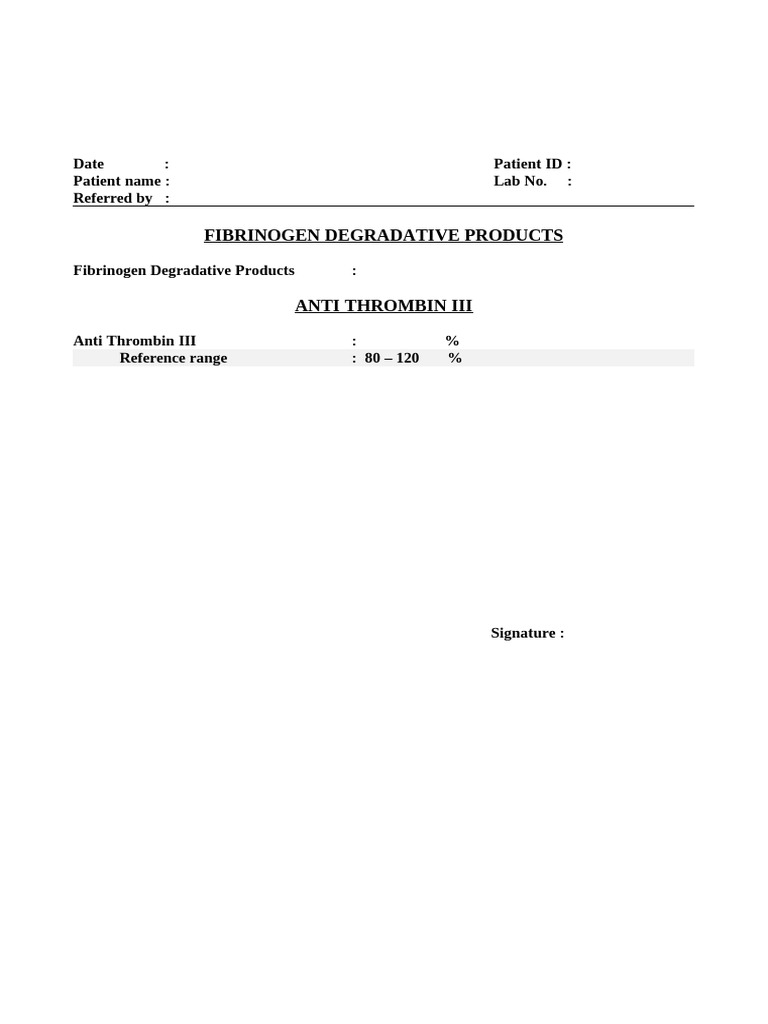 Fibrinogen Degradative Products Report | PDF