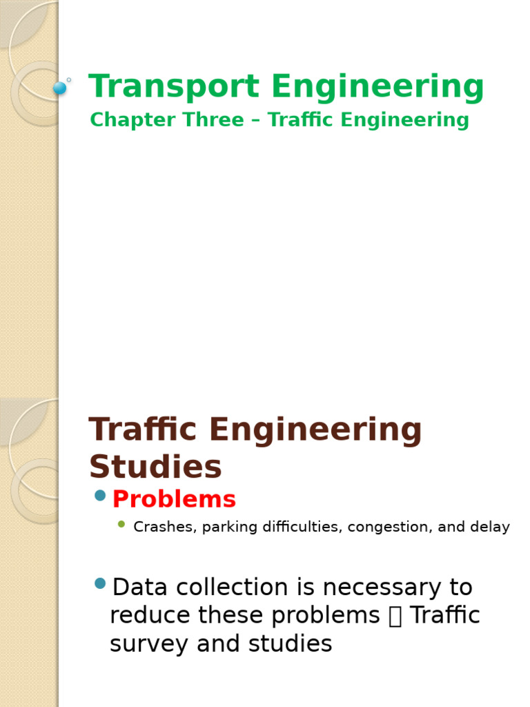 Chapter 3 - Traffic Engineering | PDF | Traffic | Parking