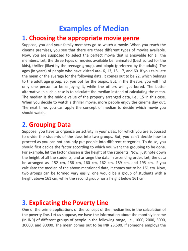Examples of Median | PDF