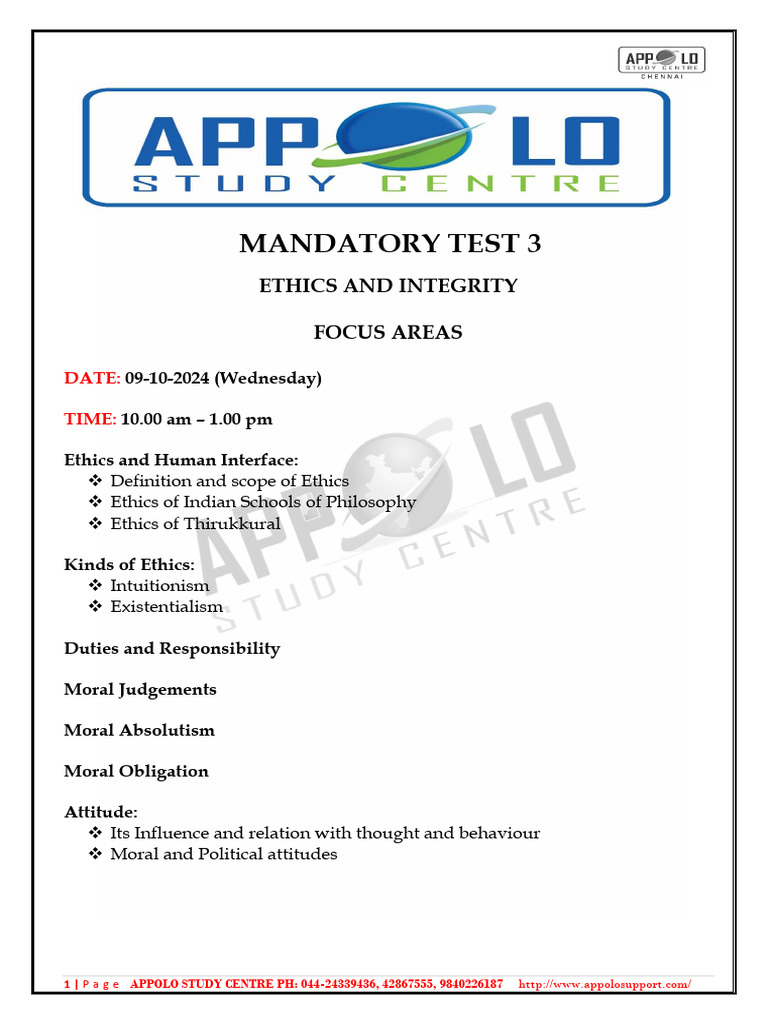 Mandatory Test 3 - Advisory | PDF