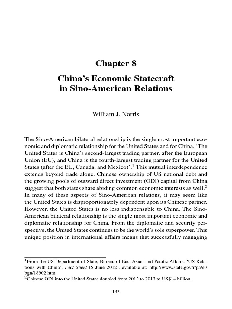 NORRIS - 2017 - China's Economic Statecraft in Sino-American Relations ...