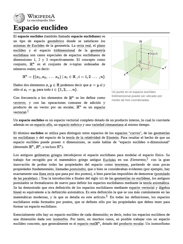 Espacio Euclídeo | PDF | Espacio euclidiano | Geometría euclidiana