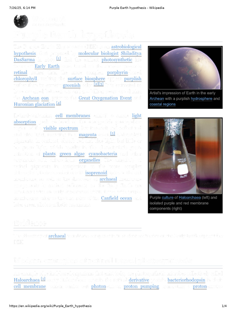 Purple Earth Hypothesis - Wikipedia | PDF