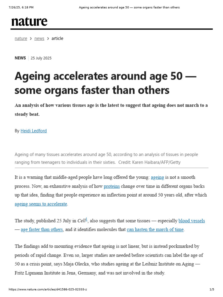 Accelerated Ageing Post-50: Organ Variability | PDF | Circulatory ...