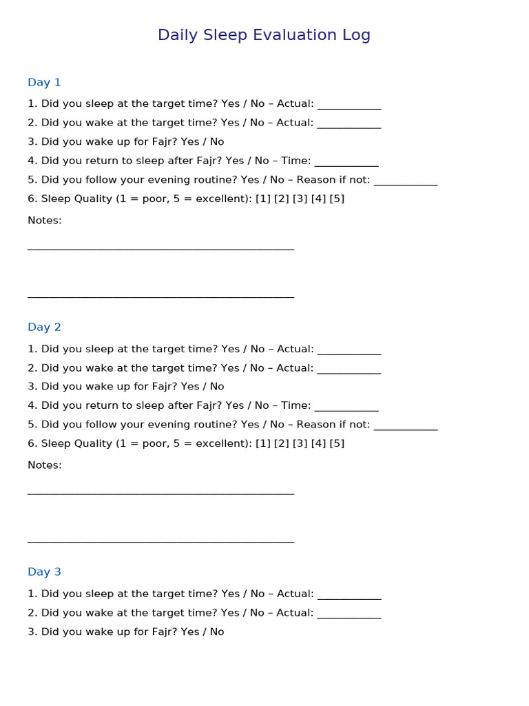 Sleep Evaluation Log 15 Days | PDF | Chess Theory | Chess