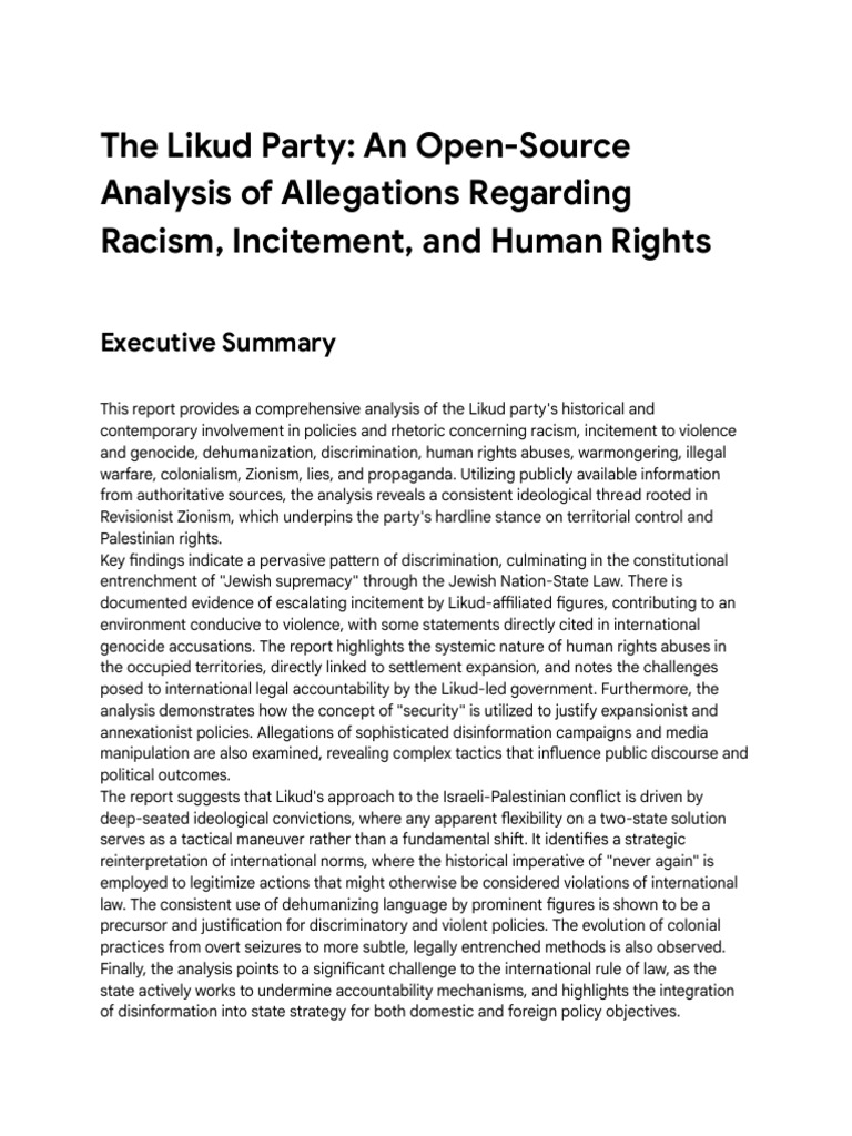 The Likud Party - An Open-Source Analysis of Allegations Regarding ...