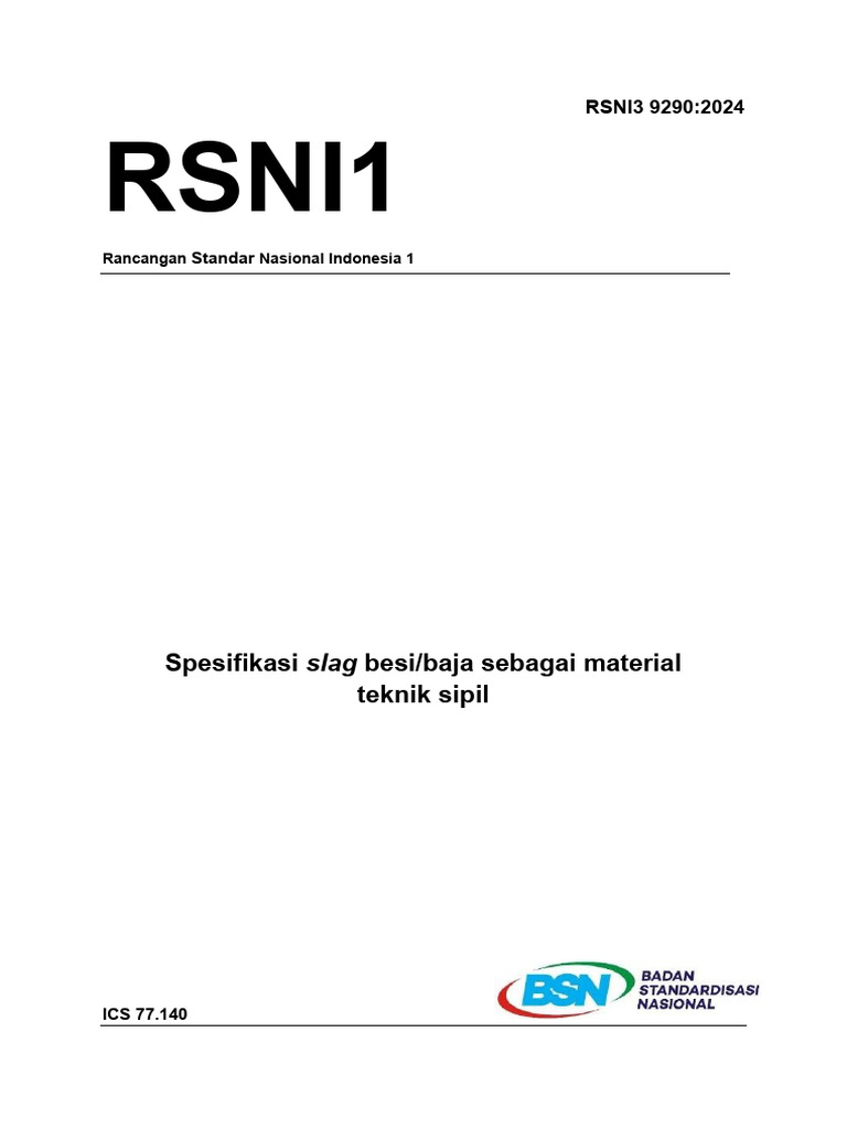Spesifikasi Slag Besi/Baja SNI 9290:2024 | PDF