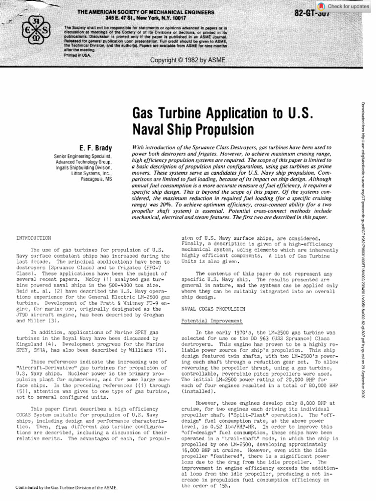 Gas Turbine Propulsion for Navy Ships | PDF | Marine Propulsion | Gas ...