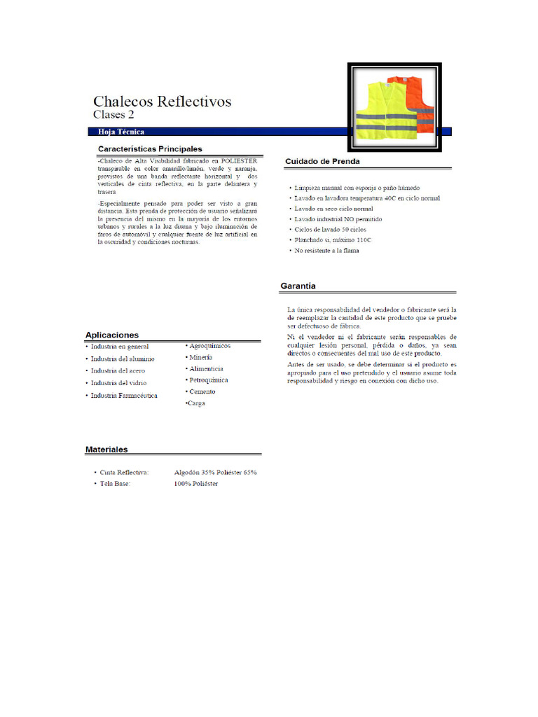 Chaleco Reflectivo - Nuevo | PDF