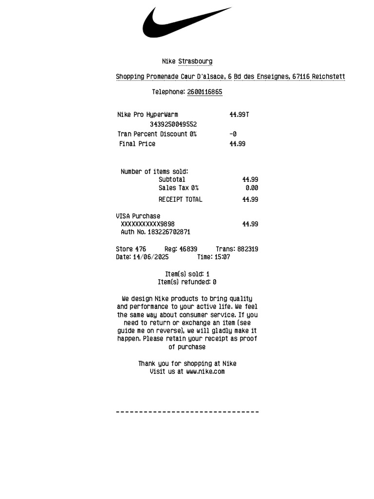 Nike Receipt | PDF