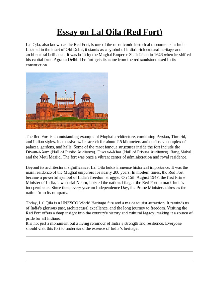 Significance of Lal Qila (Red Fort) | PDF