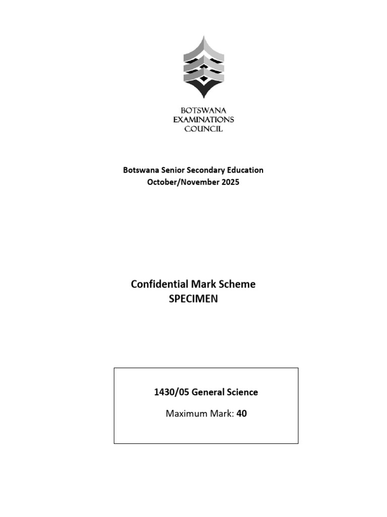 1430 General Science Specimen Paper 5 Mark Scheme PBA | PDF | Cellular Respiration | Chemical ...