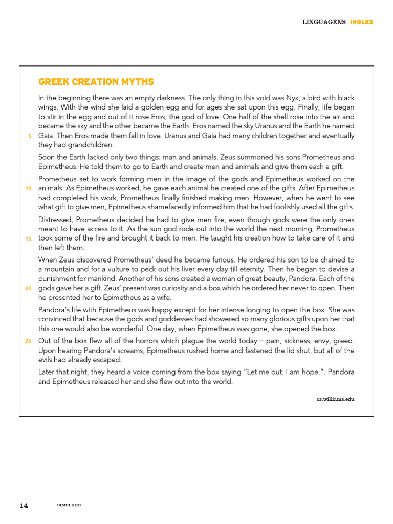 Greek Creation Myths Explained | PDF | Prometheus | Mythology