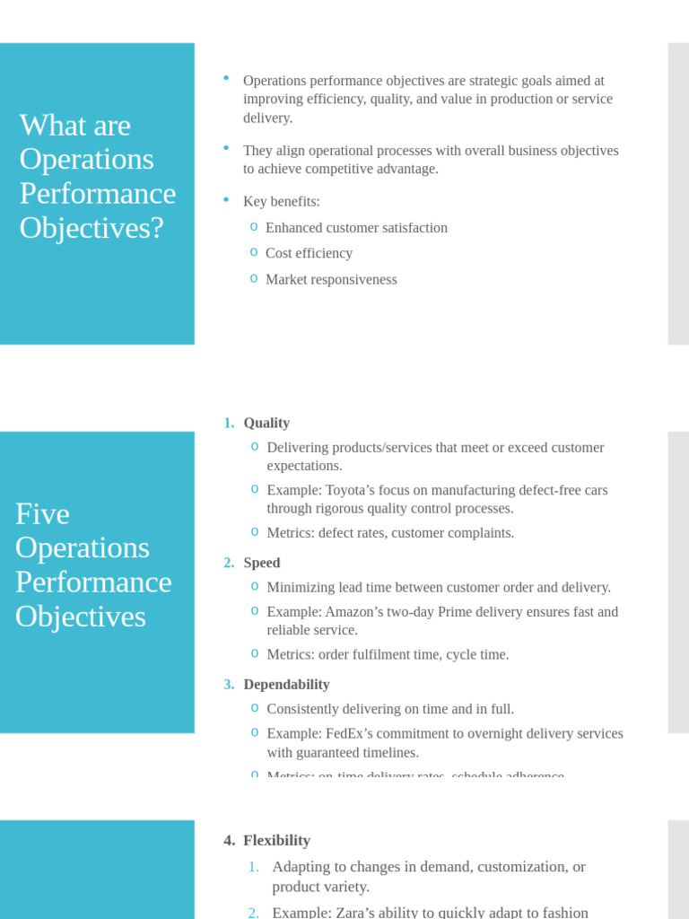 Five Key Operations Performance Objectives | PDF | Performance ...
