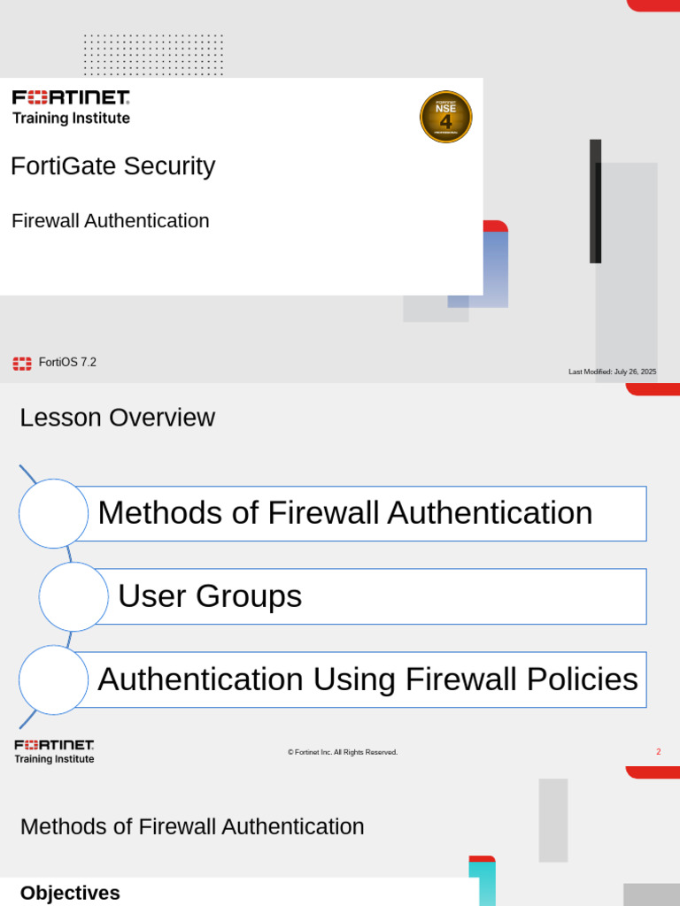 FortiGate Sec 04 Firewall Authentication | PDF | Radius | Firewall (Computing)