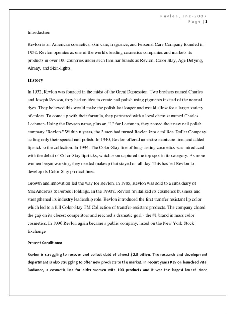 Revlon Case Study | PDF | Cosmetics | Brand