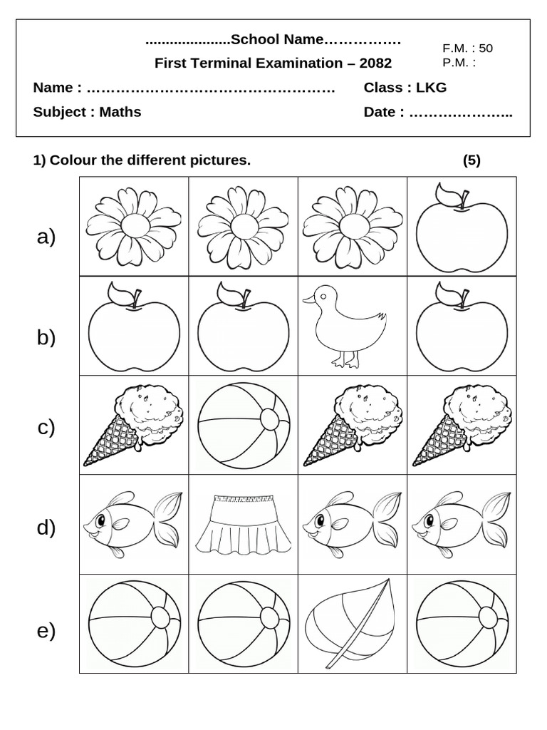 LKG Maths Question Paper 2082 | PDF