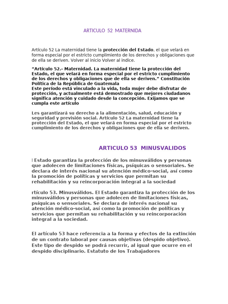 Articulo 52 Maternida | PDF