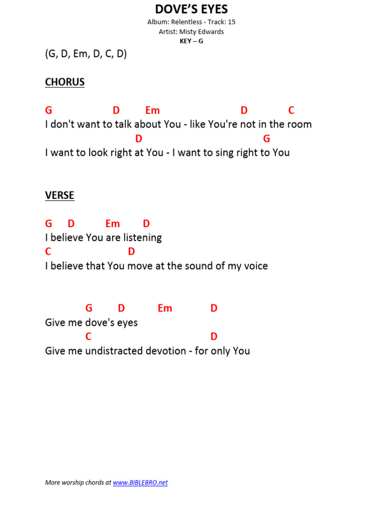 Doves Eyes KEY G | PDF