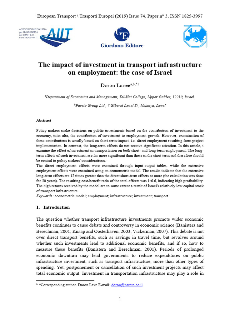 Impact of Transport Investment on Employment | PDF | Employment | Input ...