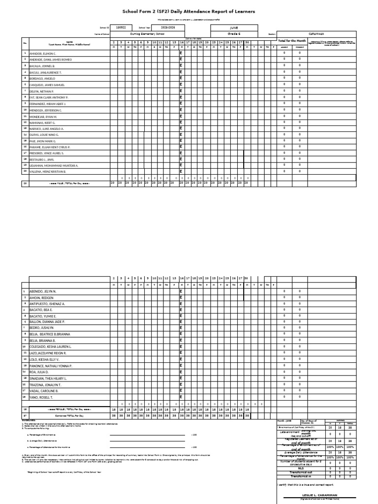 SF2 - 2024 - Grade 6 LESLIE JUNE 2025 1 | PDF
