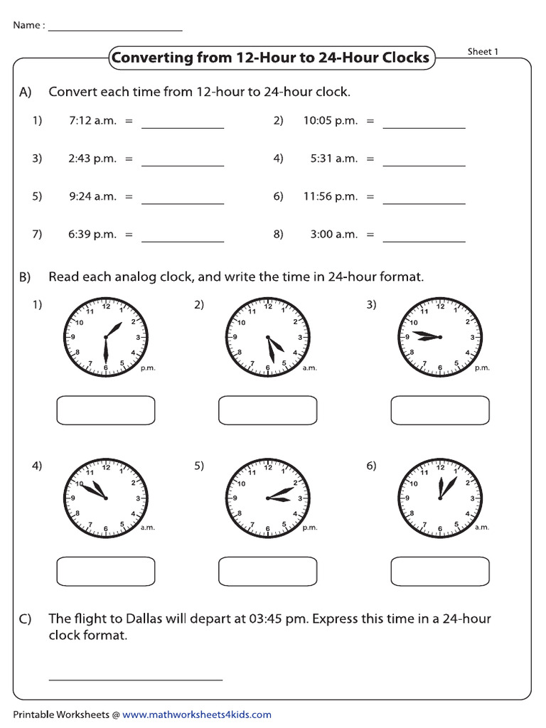 12 24 Hour Clock 1 | PDF