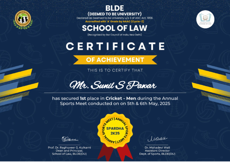 Certificate of Participation - Mr. Sunil S Pawar - Spardha 2K25 | PDF