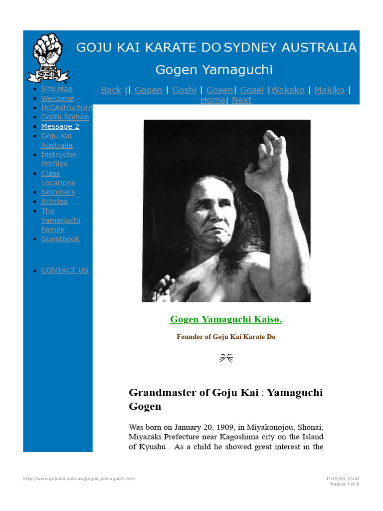 Gogen Yamaguchi-Goju Kai Karate Do Australia | PDF | East Asian Martial Arts | Traditional Karate