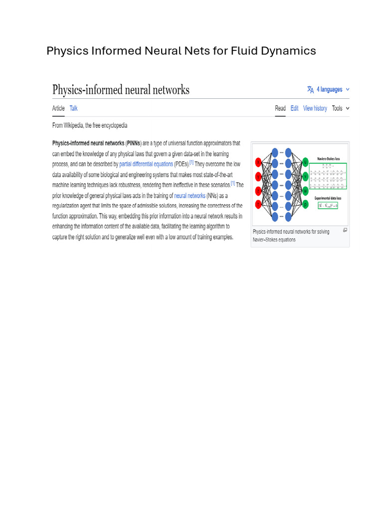 Physics Informed Neural Nets For Fluid Dynamics | PDF