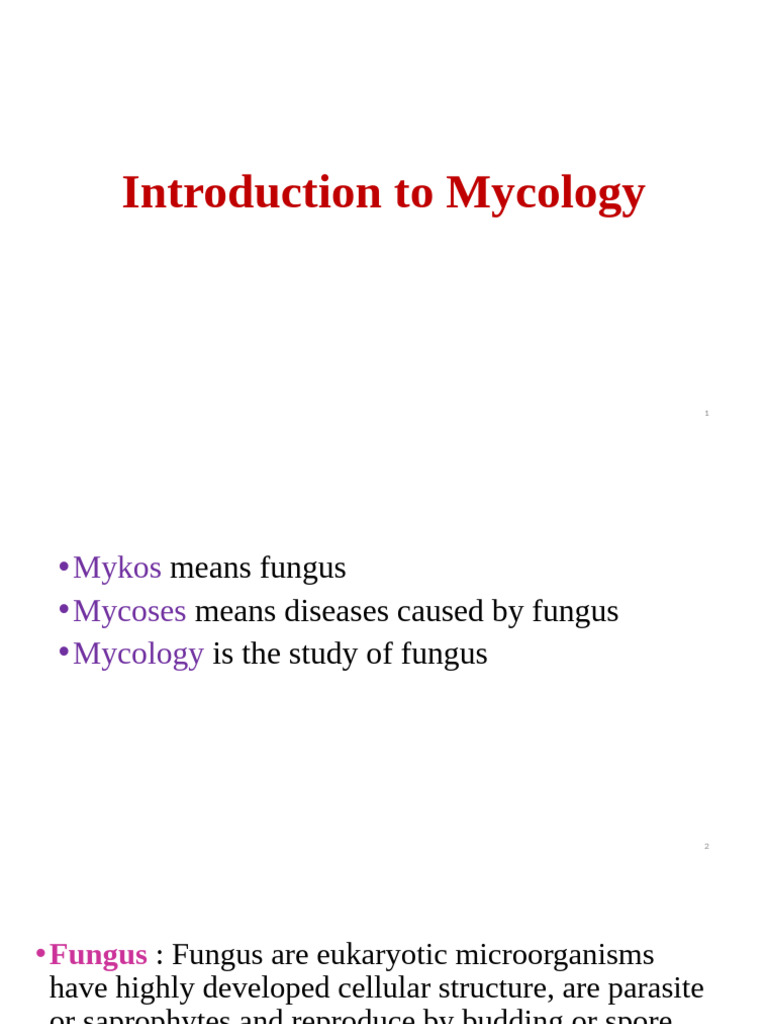 Introduction To Mycology | PDF | Fungus | Eukaryotes