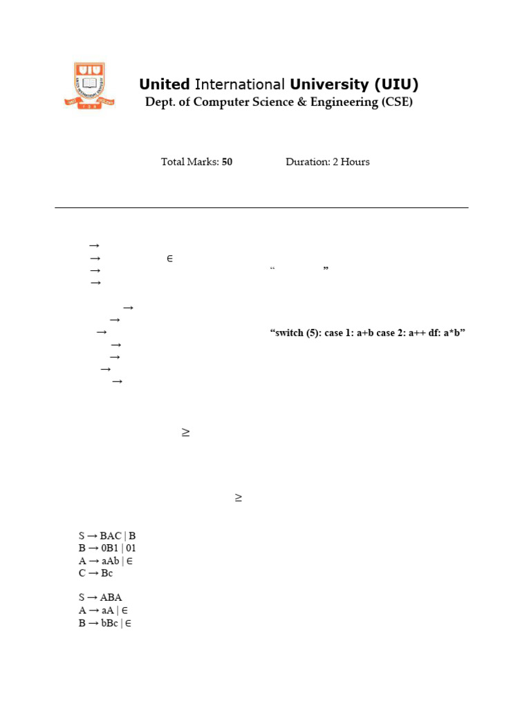 Final Exam Question 242 CSE2233 B AAU | PDF | Theoretical Computer Science | Formalism (Deductive)