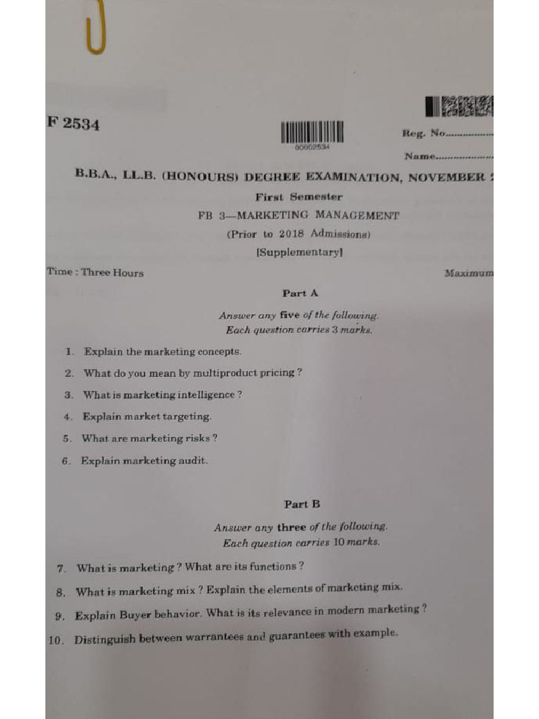 Marketing Management 7th Sem | PDF