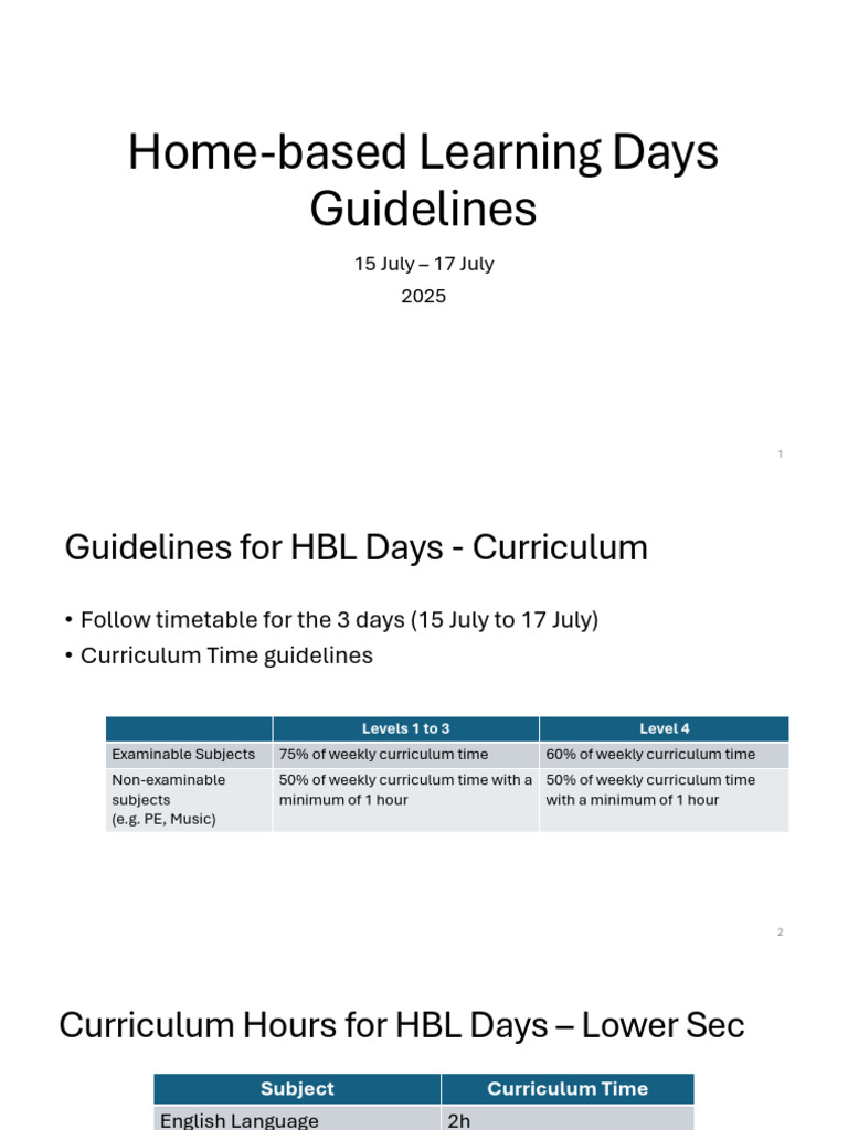 Home-Based Learning Days Guidelines | PDF | Curriculum