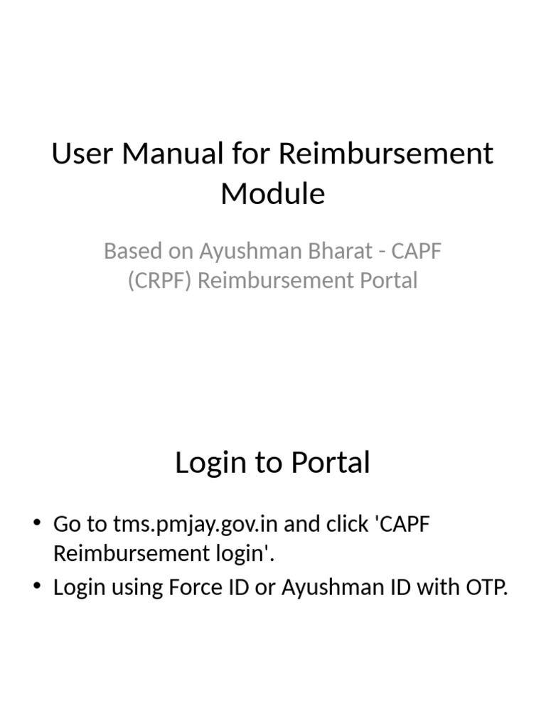 Reimbursement Module User Manual PPT New | PDF