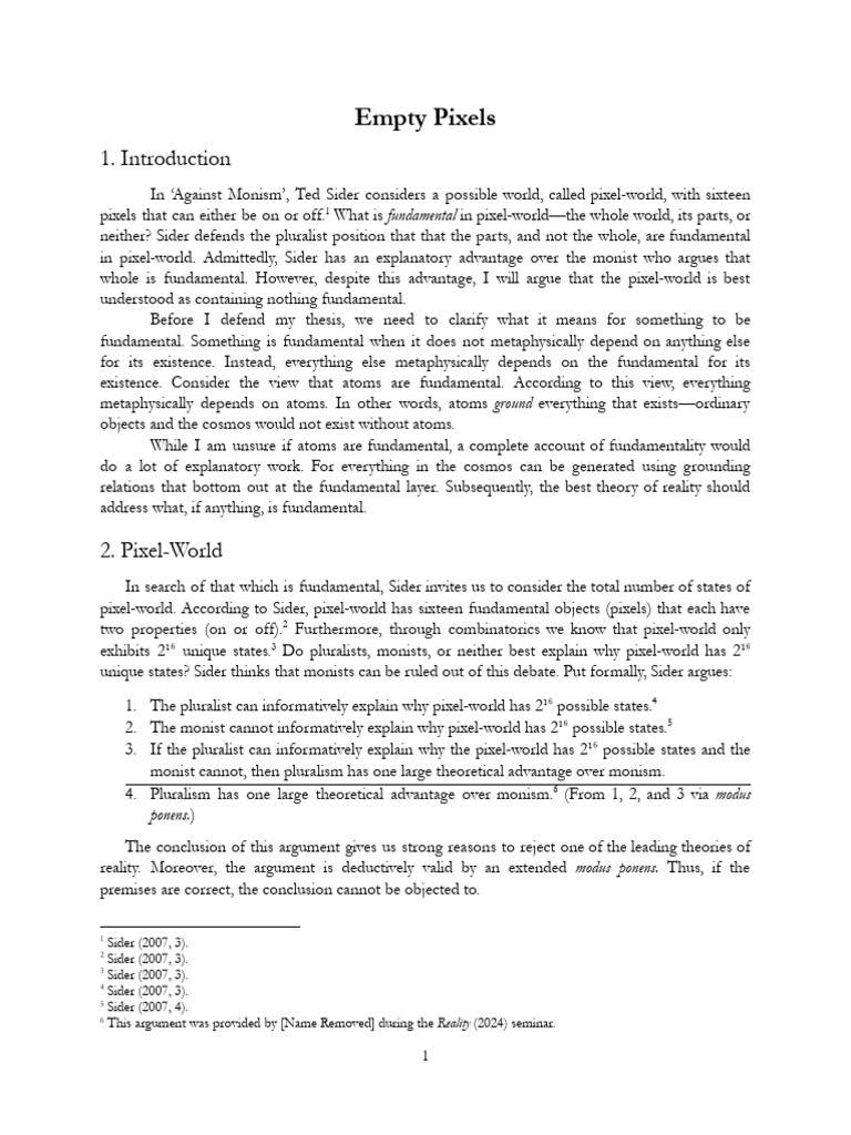 Empty Pixels | PDF | Monism | Existence