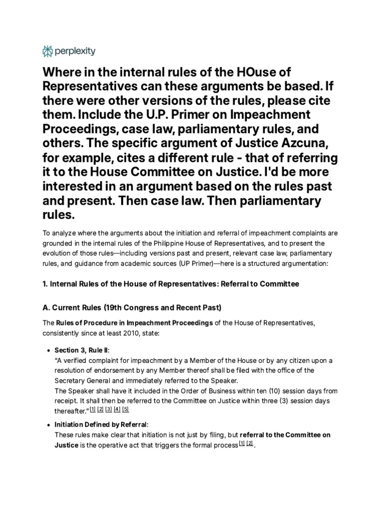 Impeachment Rules and Referral Process | PDF | Impeachment | United ...