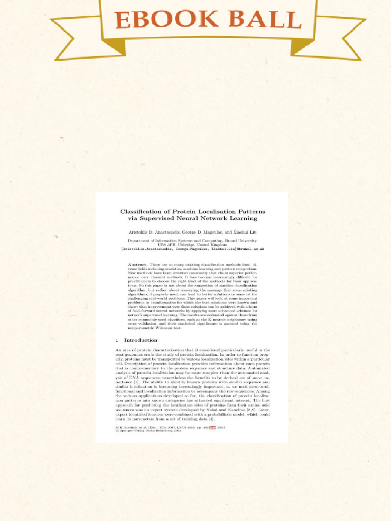 LNCS 2810 Classification of Protein Localisation Patterns via Supervised Neural Network Learning ...