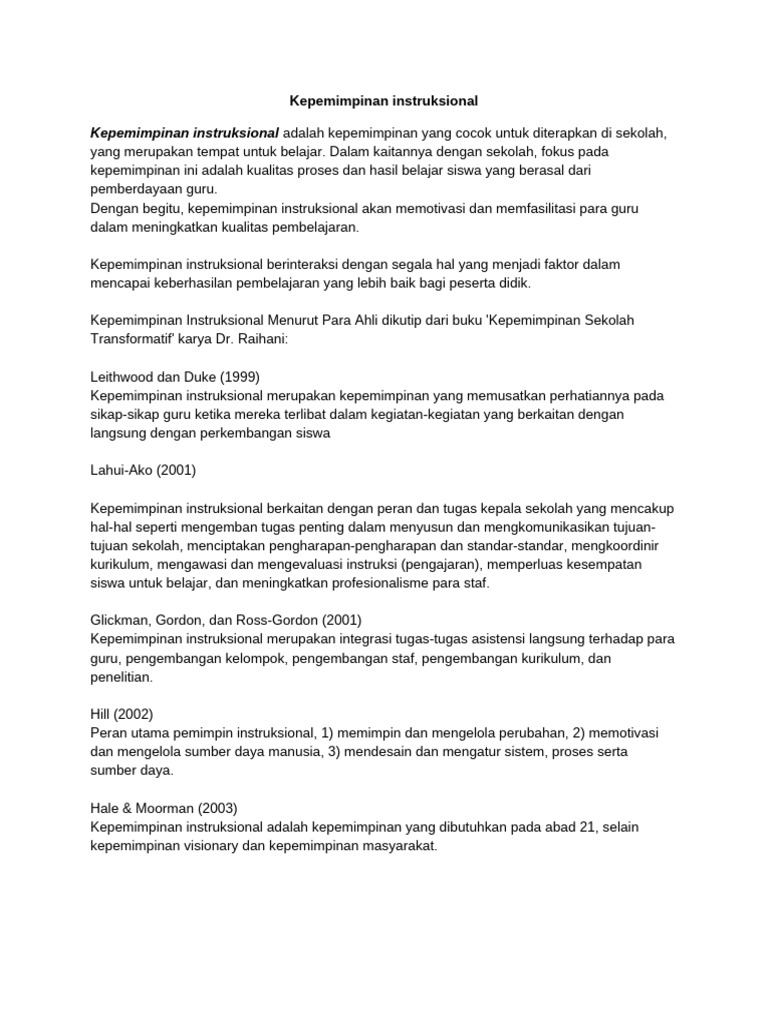 Kepemimpinan Instruksional | PDF