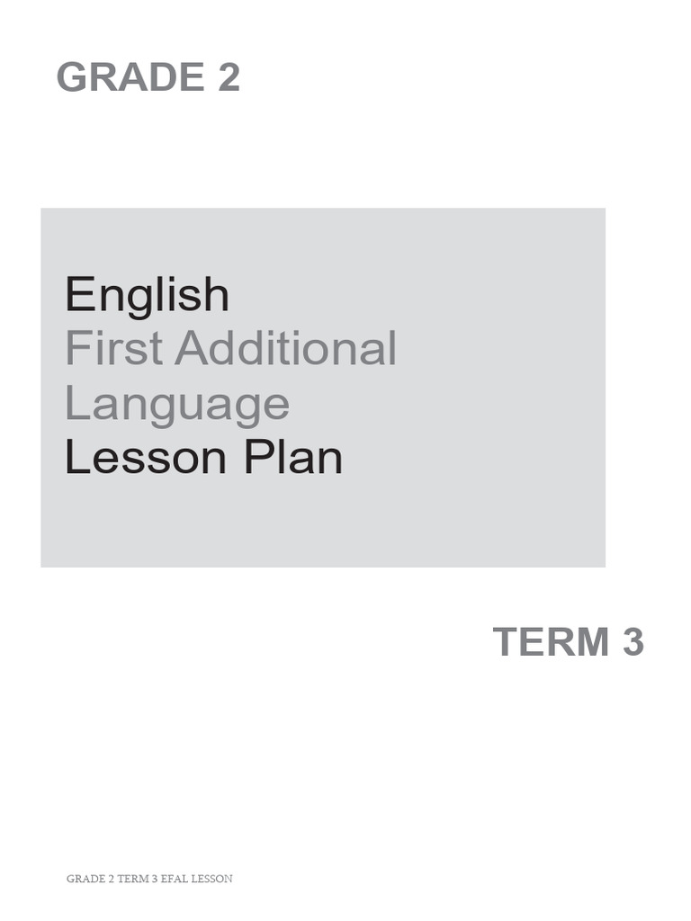EFAL Term 3 Grade 2 Lesson Plan | PDF | Phonics | Learning