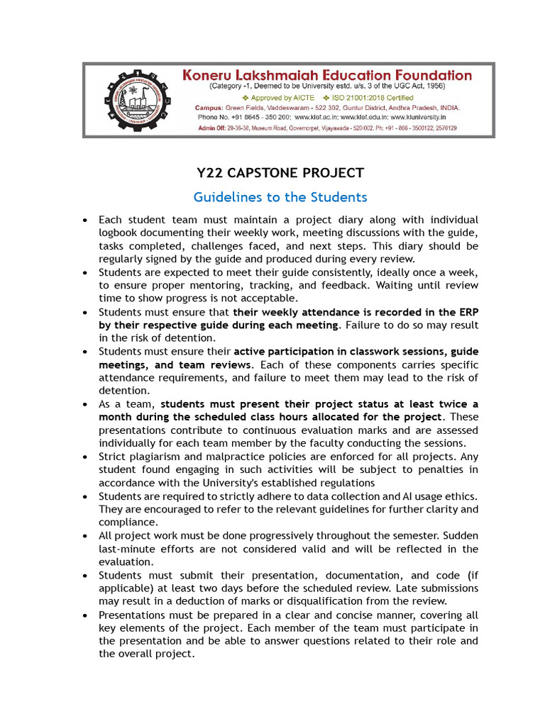 Y22 Capstone Project Guidelines | PDF | Evaluation