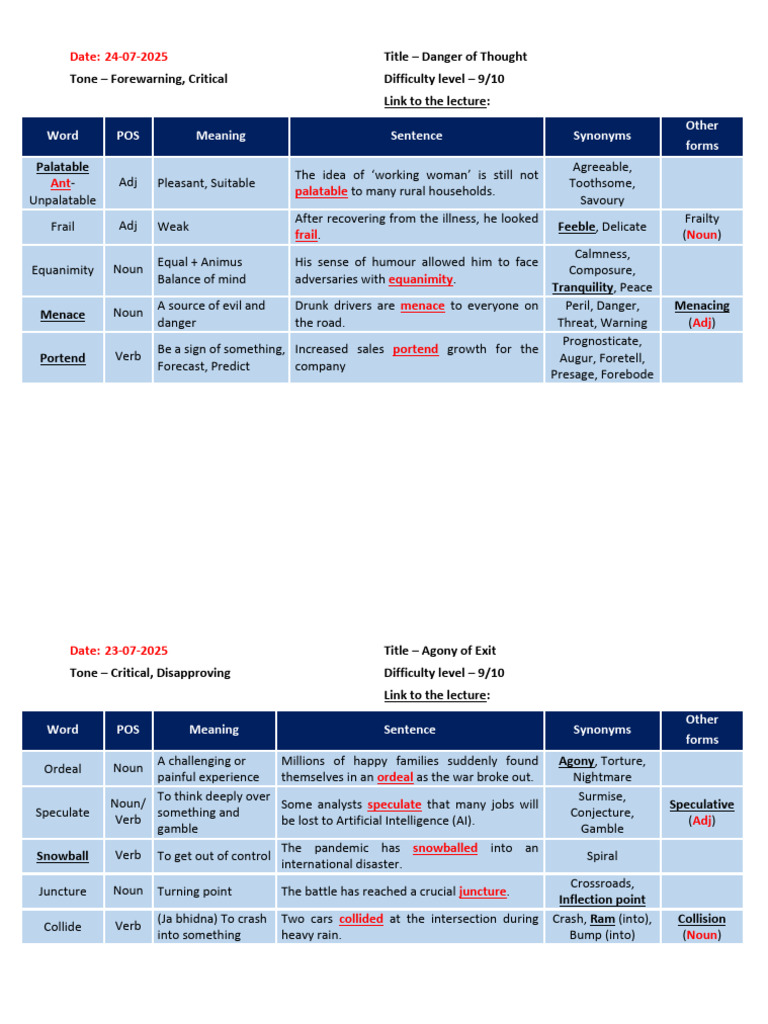Vocabulary Insights for Critical Topics | PDF | Robbery | Verb