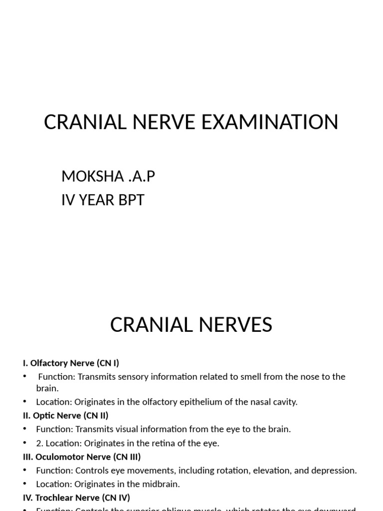 Cranial Nerve Examination | PDF