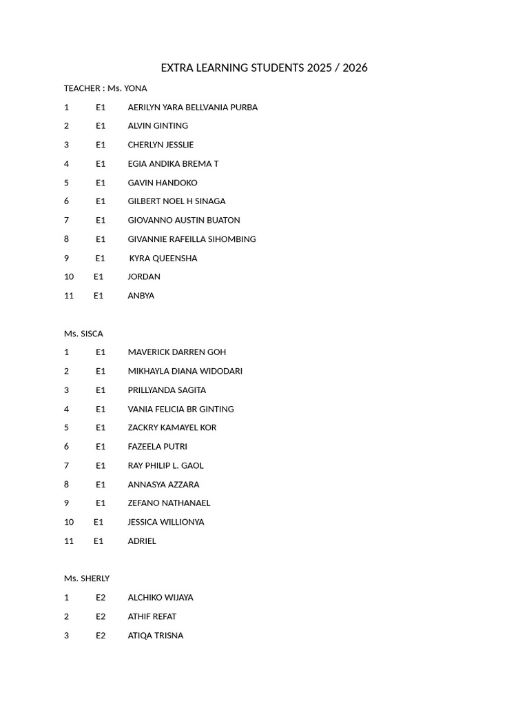 Extra Learning Students | PDF