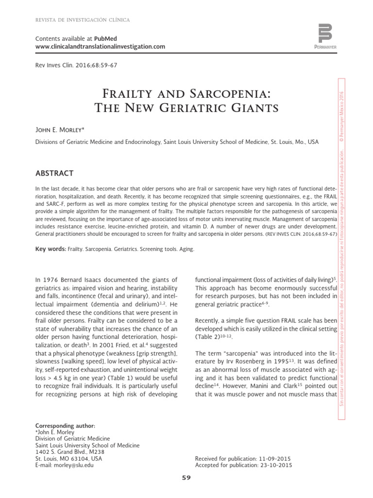 New Geriatric Giants: Frailty & Sarcopenia | PDF | Geriatrics | Health Care