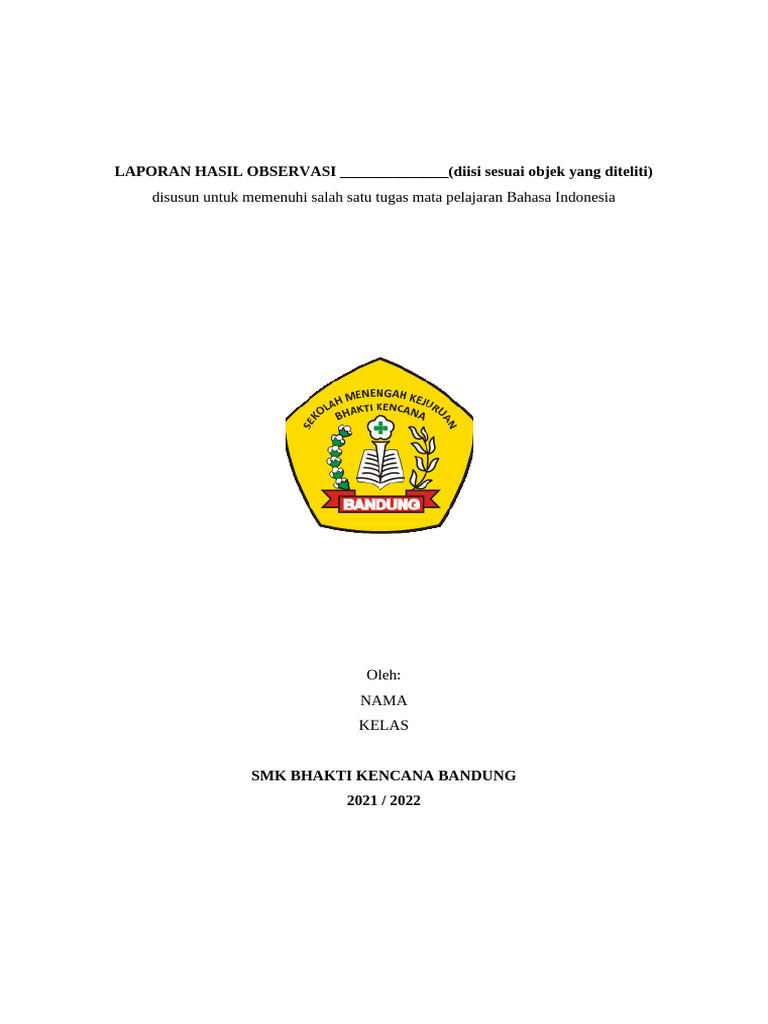Format Tugas Laporan Hasil Observasi | PDF